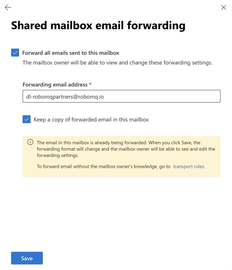 Role-Based Email Forwarding for Shared Mailboxes